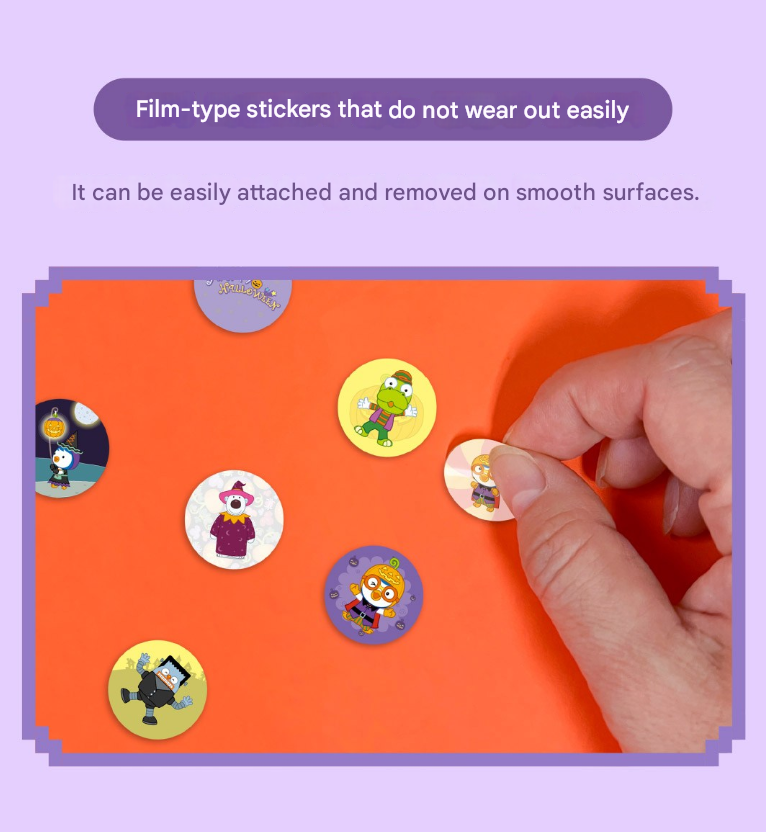 PORORO Sticker Stamp Play + Sticker 50p Set, Random Delivery, 1 Set ...