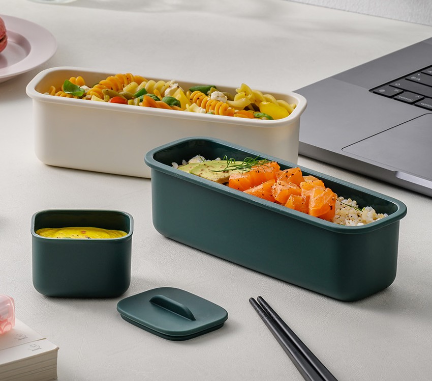 LocknLock Slim Lunch Box 2-tier DOSILOCK, Trendy 3-color, with pouch ...