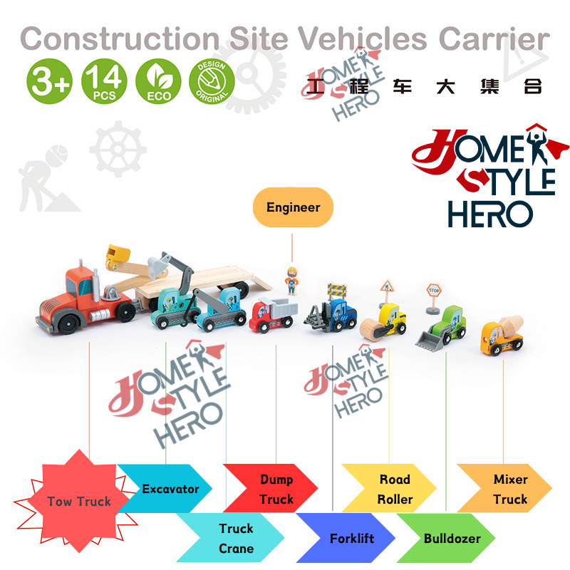 Wooden Kids Transportation Vehicle Simulation Model Engineering Vehicle ...
