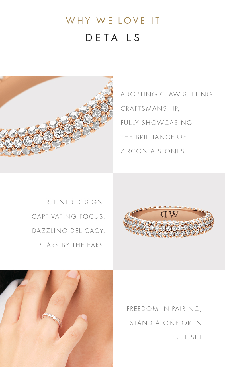 Daniel Wellington Pavé Crystal Ring Rose Gold / Silver / Gold Fashion ...