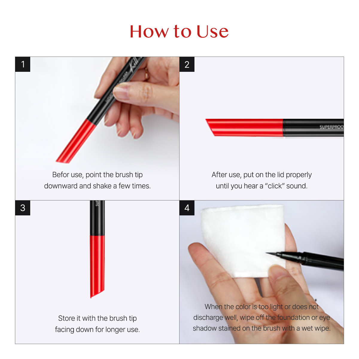 Clio Superproof Pen Eyeliner Kill Black, Brown 0.55ml | Long lasting ...