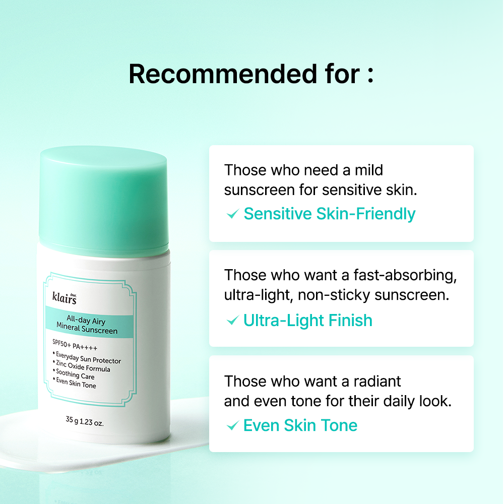 [Klairs] Tone-up All day airy mineral sunscreen miniature 10g | Shopee ...