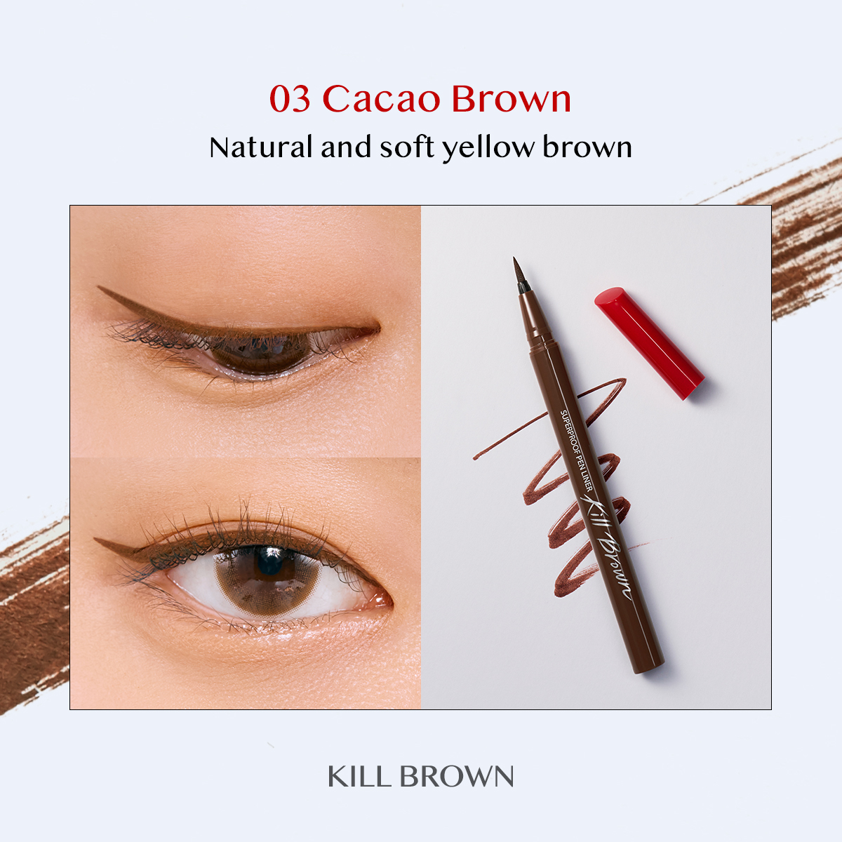 Clio Superproof Pen Eyeliner Kill Black, Brown 0.55ml | Long lasting ...