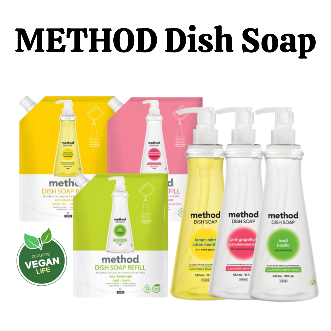 METHOD Dish Soap Liquid 532ml & 1000ml (Lemon Mint, Pink Grapefruit ...