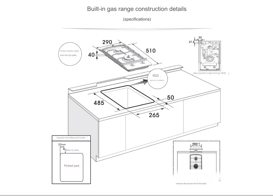 SK Magic Korea Built-in 2 Burner Gas Range Gas Cooktop GRA-B221K ...