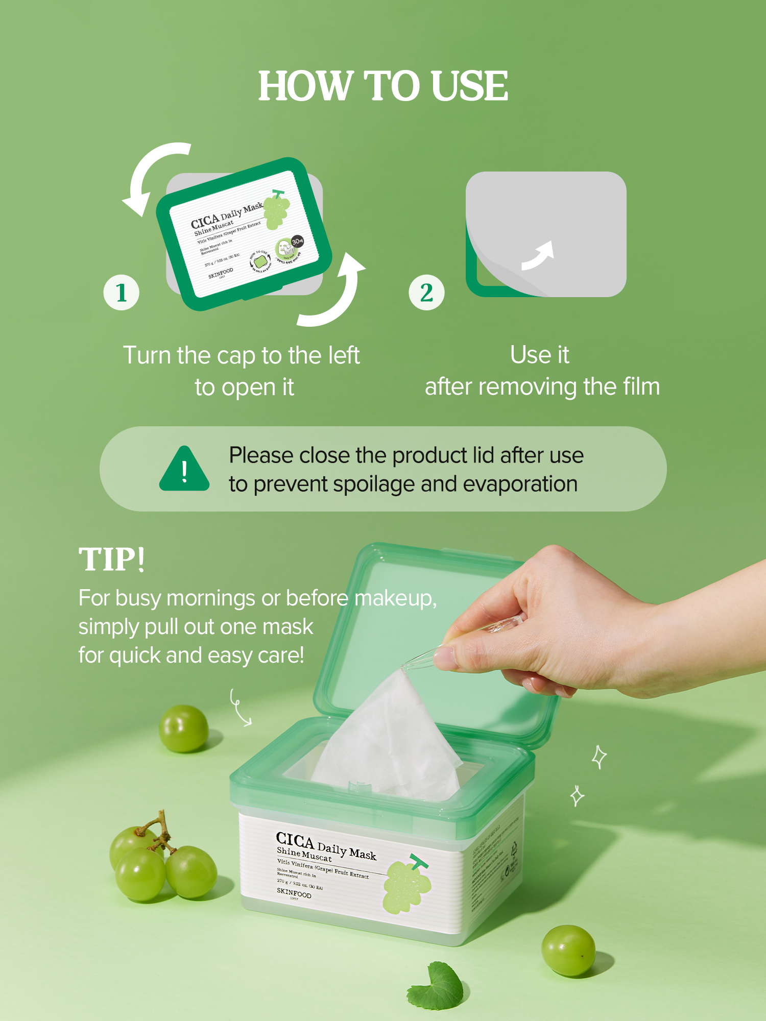 [SKINFOOD Official] Shine Muscat Cica BHA Daily Sheet Mask 30ea ...