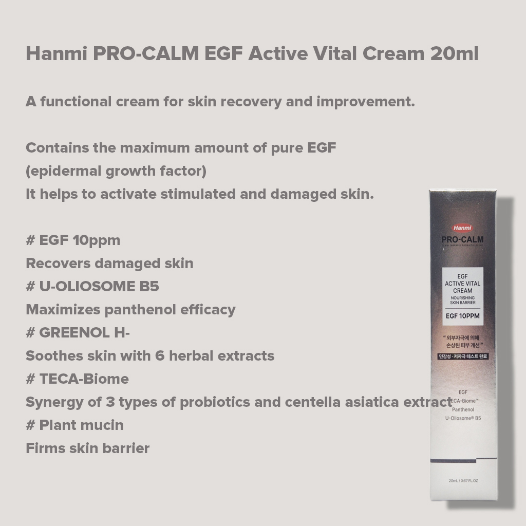 Hanmi PRO-CALM EGF Active Vital Cream 20ml TOPKOREA Shipping from korea ...