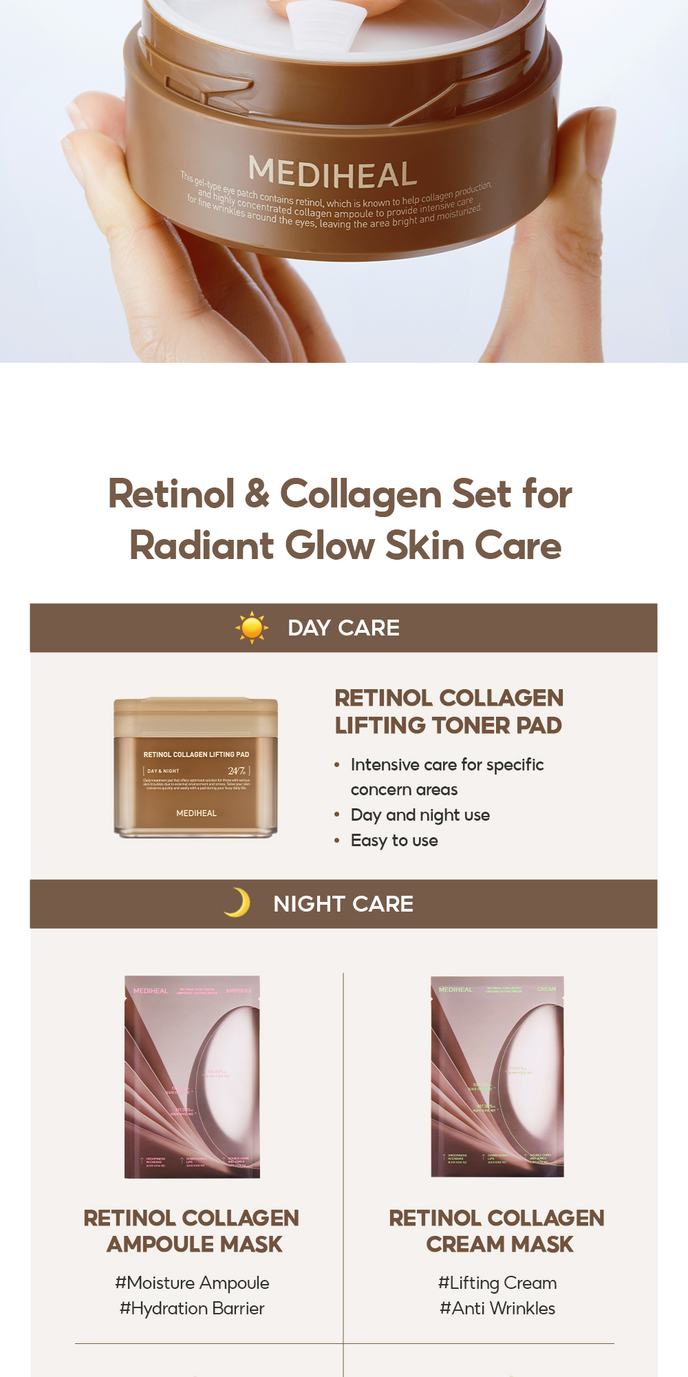 MEDIHEAL OFFICIAL Retinol Collagen Anti-Aging Care Eye Ampoule Patch ...