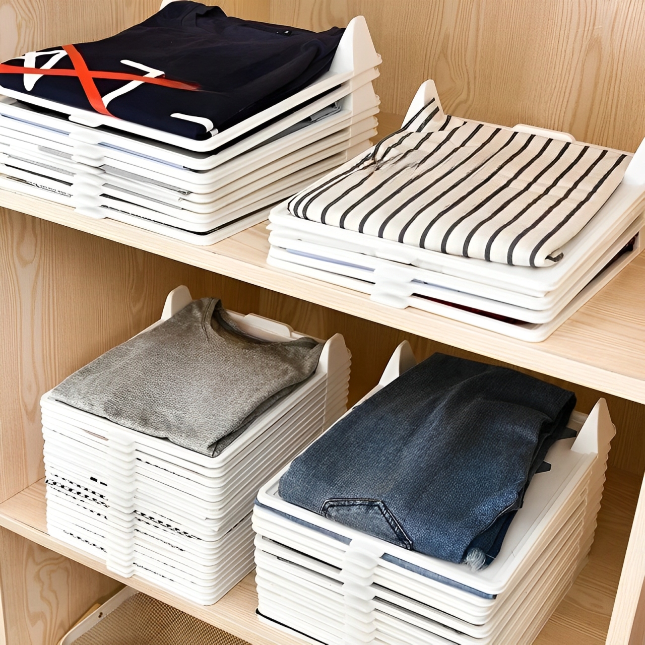 Folding Clothes Organizer Stackable T-Shirt Board Shirt Organizer ...