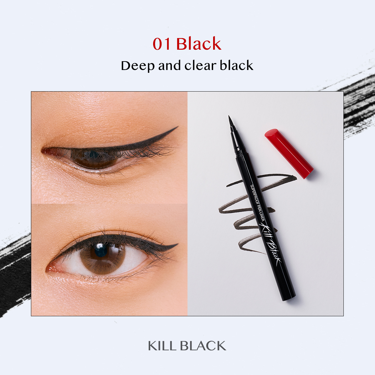 Clio Superproof Pen Eyeliner Kill Black, Brown 0.55ml | Long lasting ...
