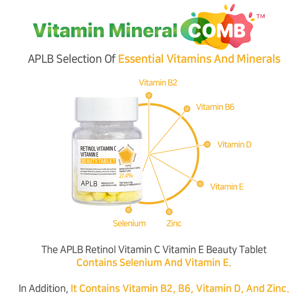 APLB RETINOL VITAMIN C VITAMIN E BEAUTY TABLET 500mg (30 Tablets per ...