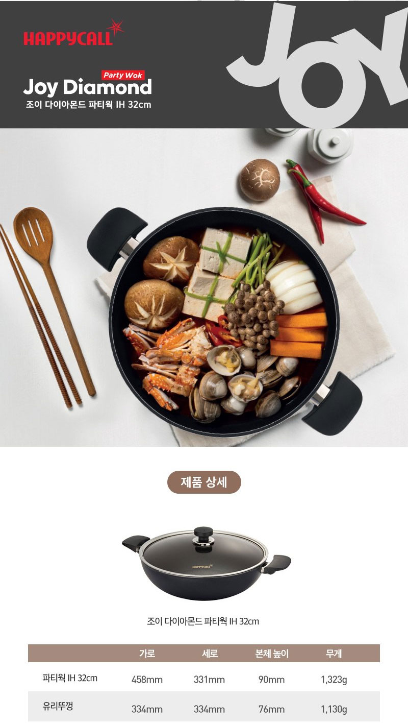 HAPPYCALL JOY NONSTICK IH INDUCTION PARTY WOK 32CM | Shopee Philippines