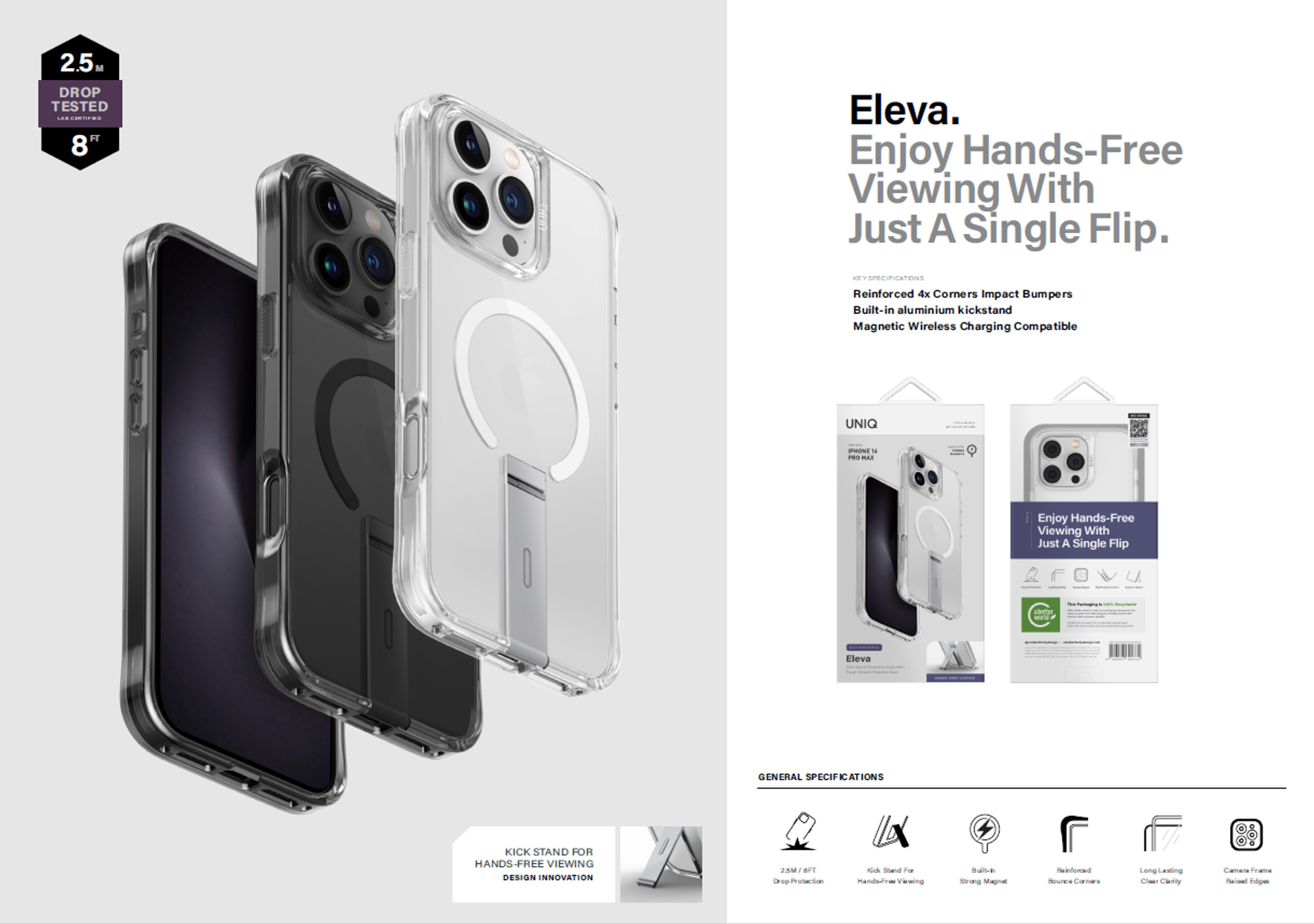 UNIQ Eleva MagClick Charging With Aluminum Kickstand iPhone 16 Pro ...