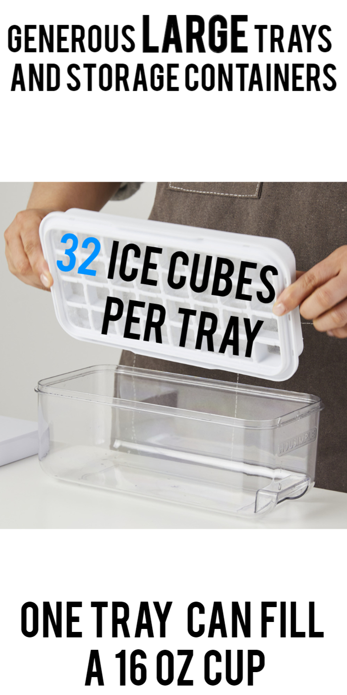 HOUSIMPLE STACKPUSH Ice Tray Ice Cube Maker Silicone with Cover Lid for ...