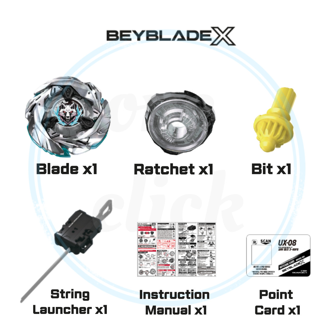 TAKARA TOMY Beyblade X UX-08 Silver Wolf 3-80FB – Starter Beyblade with ...