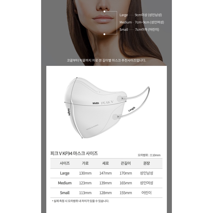 (10pcs) Korea AER advanced KF94 Mask, Mask strap chain, breathable ...