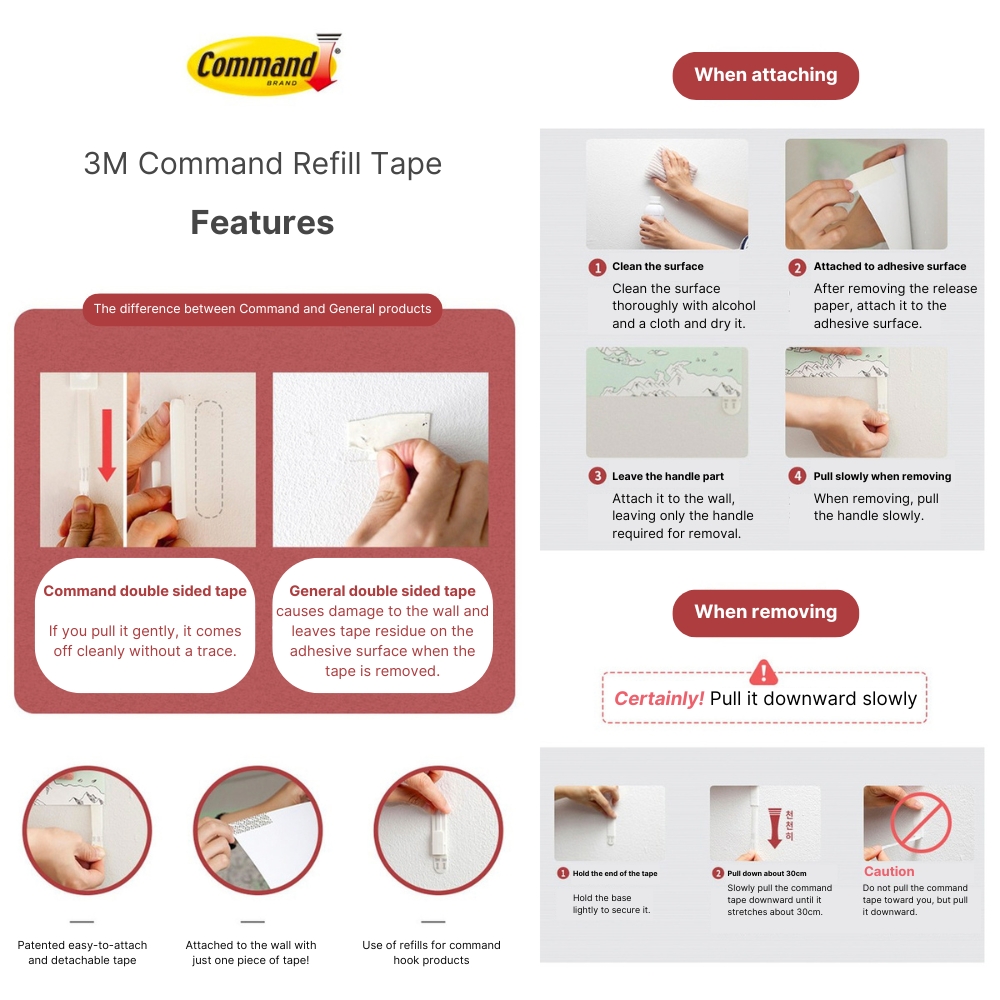 3M Command Strips Refill Small Medium Large | Double-Sided Mounting Tape for Wall Hooks & Frames ...