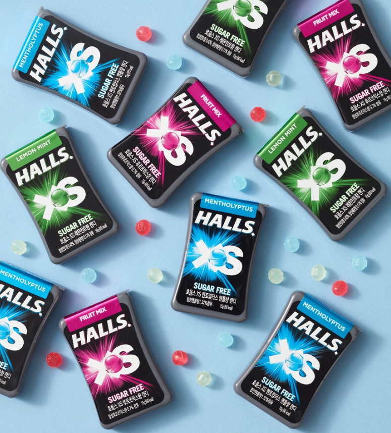 [Halls] XS Sugar Free Candy 15g/60kcal Lemon Mint l Fruit Mix l Menthol ...