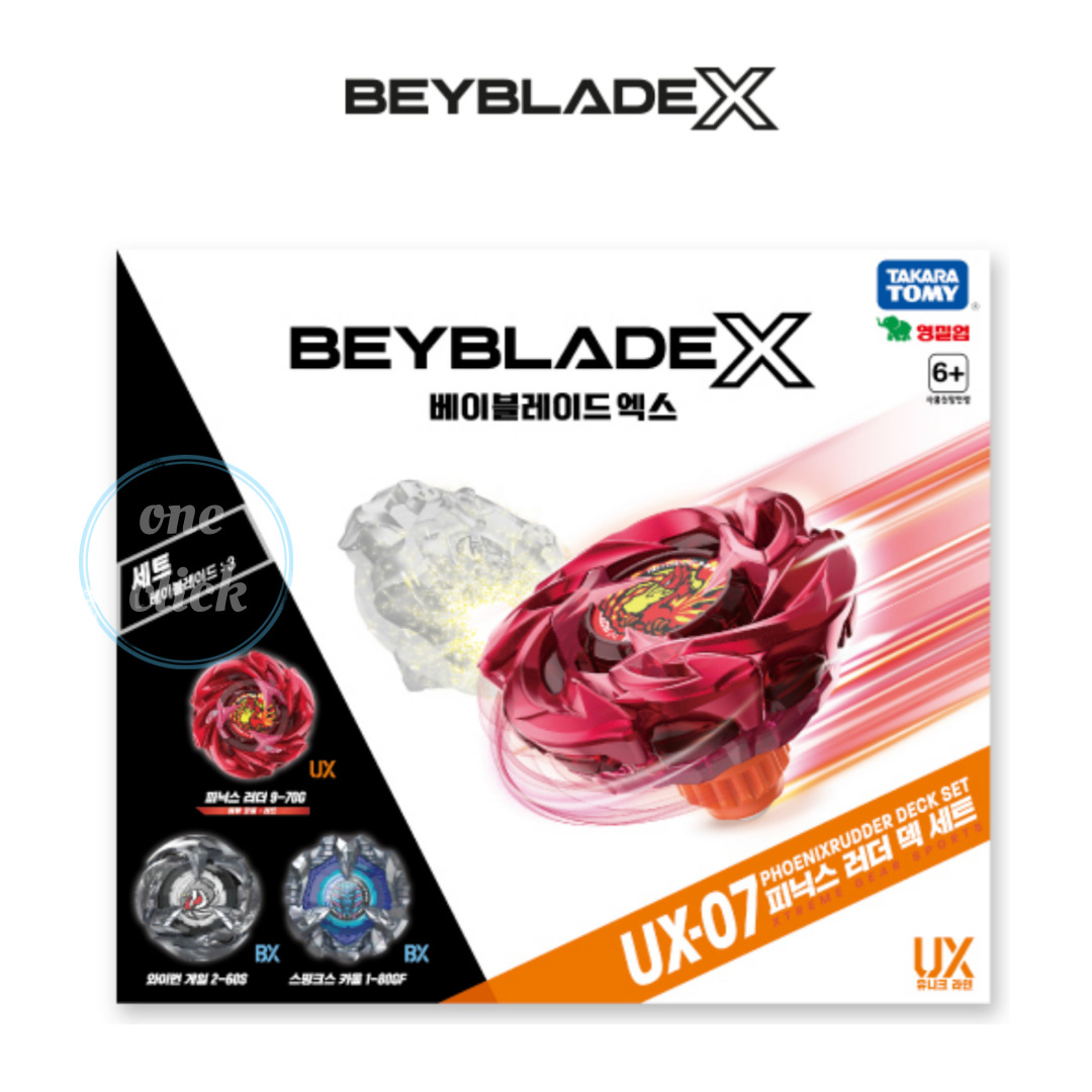 TAKARA TOMY BEYBLADE X UX-07 Phoenix Rudder Deck Set | 3 Tops + Bits ...