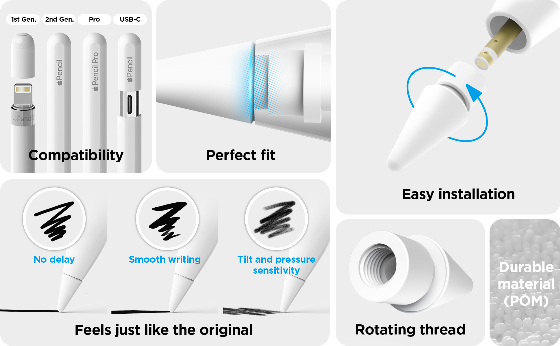 Elago Replacement Pencil Tips Compatible for iPencil Pro, 1st & 2nd ...