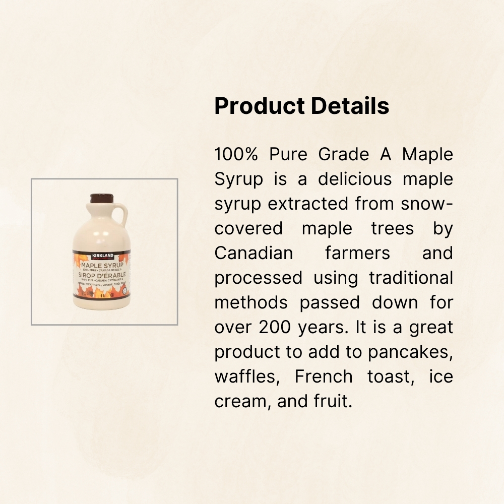 Renewal Kirkland Organic Maple Syrup Sweetener - 100% Pure Grade A ...