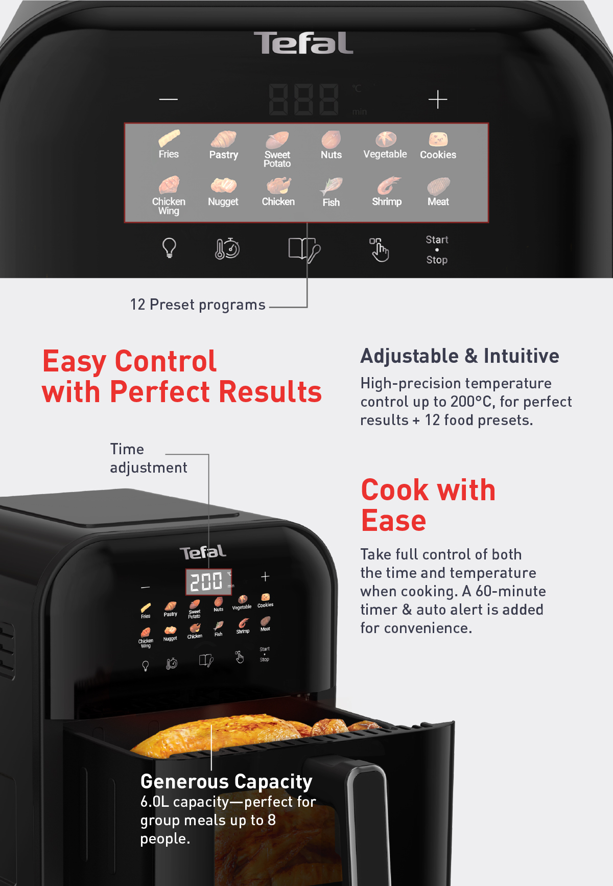 Tefal Easy Fry Far-Infrared Vision Digital Air Fryer with Window 6L ...