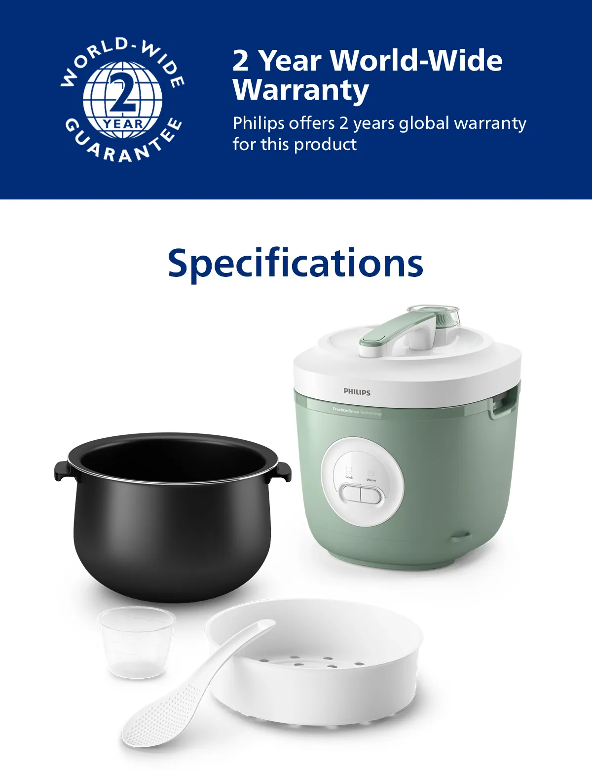 Philips HD3212/32 3000 Series Analog Rice Cooker 1.8L | Shopee Philippines