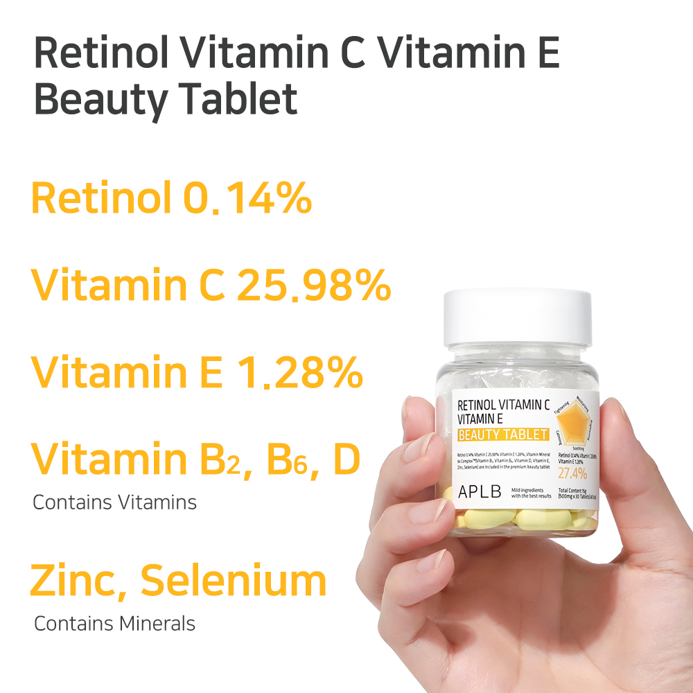 APLB RETINOL VITAMIN C VITAMIN E BEAUTY TABLET 500mg (30 Tablets per ...