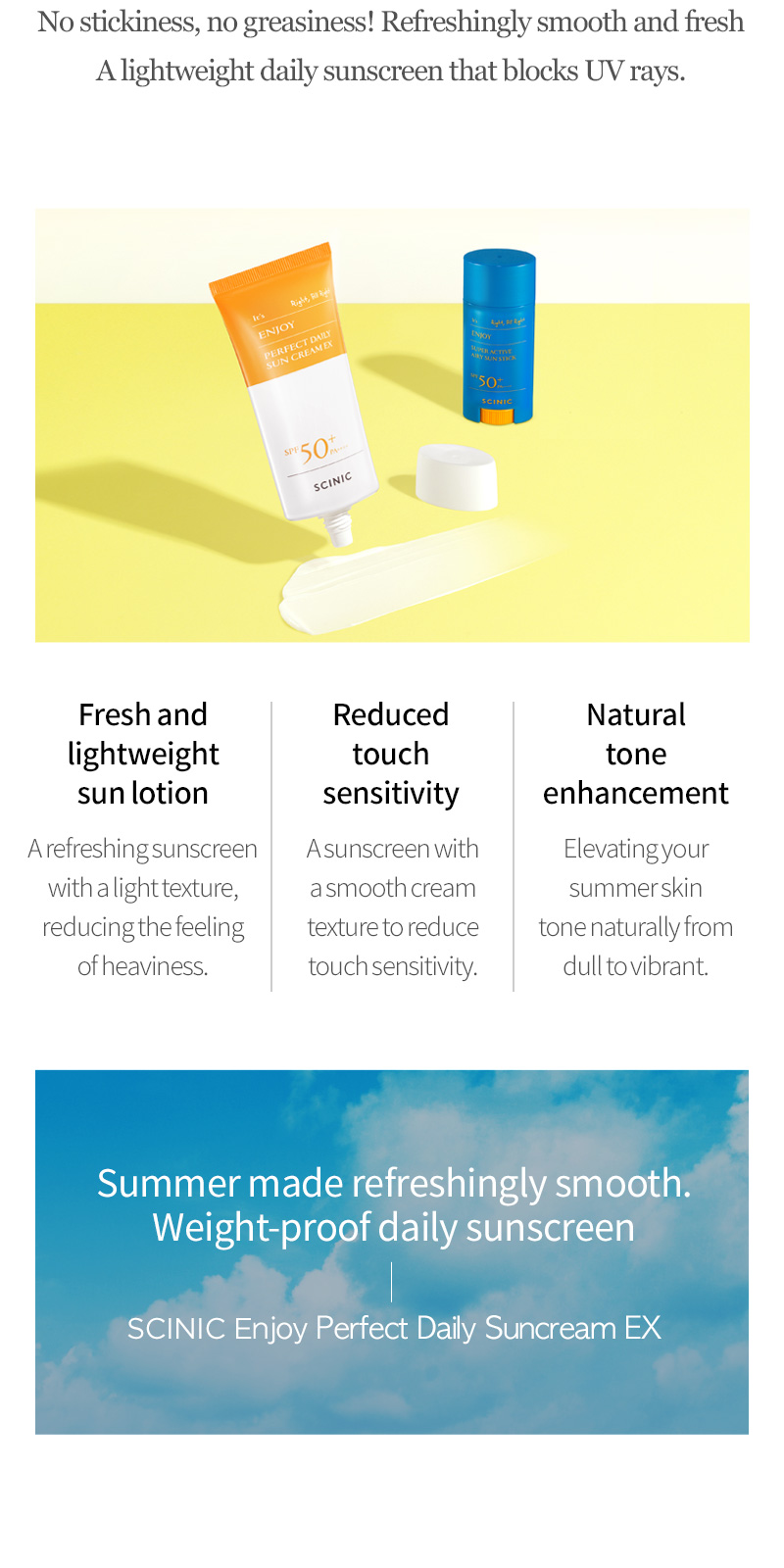 SCINIC enjoy perect daliy sun cream ex spf50+/50g | Shopee Philippines