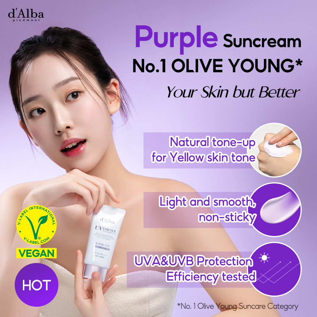 [D'ALBA OFFICIAL] Waterfull Purple Tone-up Sunscreen 50ml, Vegan, SPF ...