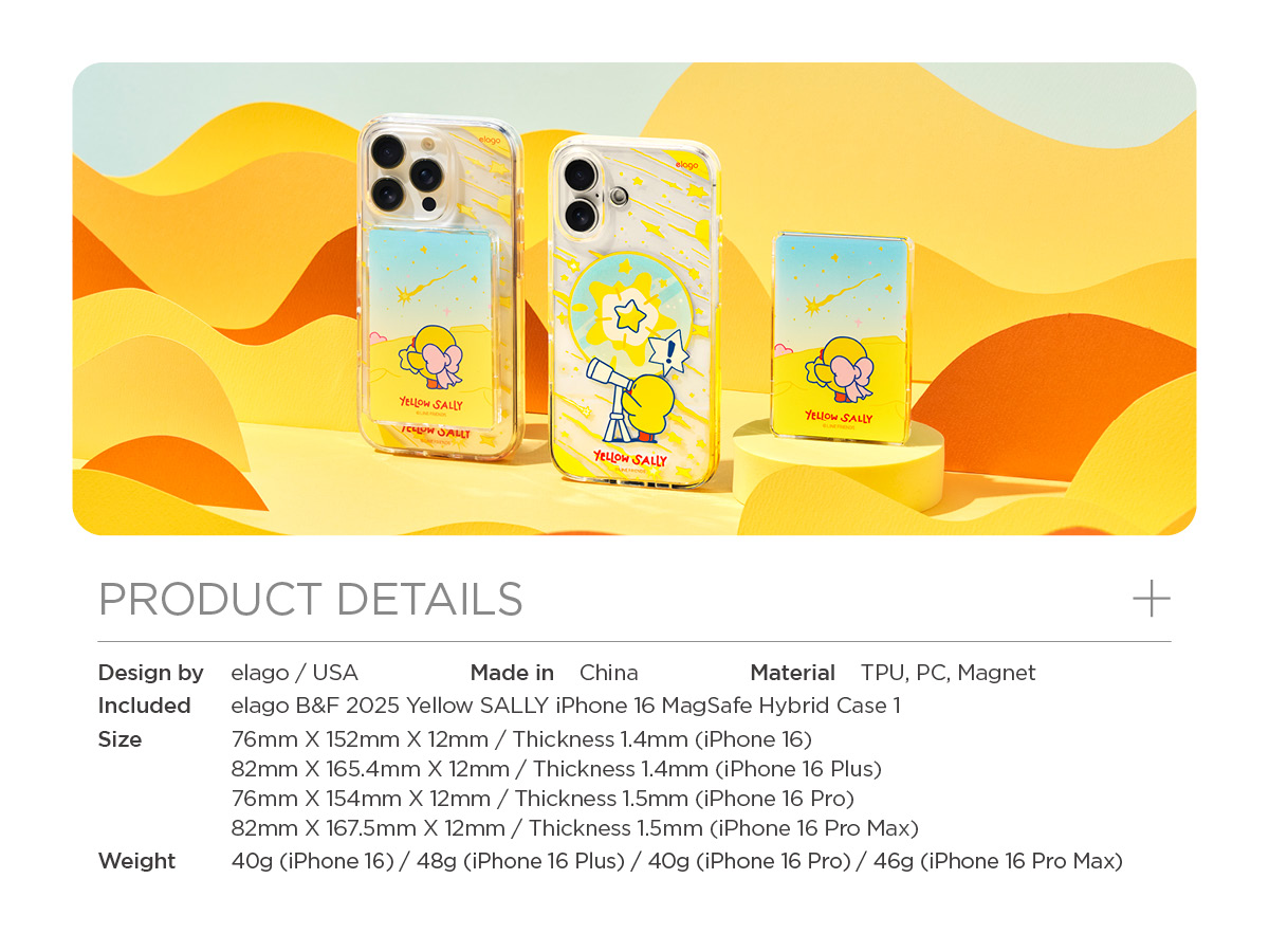 Elago | LINE FRIENDS Yellow Sally Magnetic Hybrid Clear Case Compatible ...