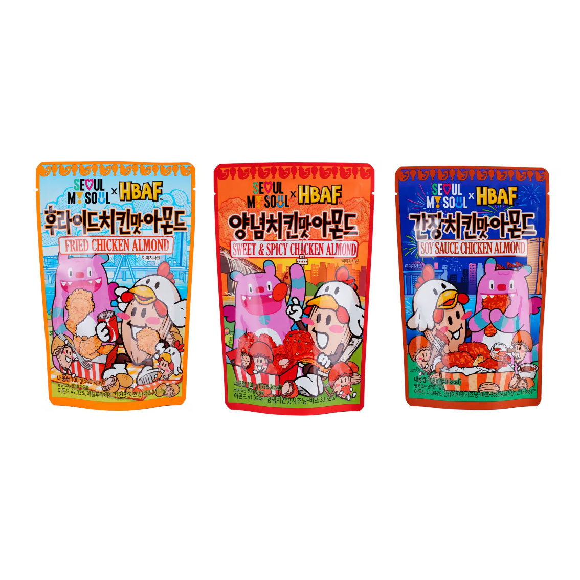 HBAF Seoul Chicken Flavor Almond 3 Flavor 100g | Shopee Philippines
