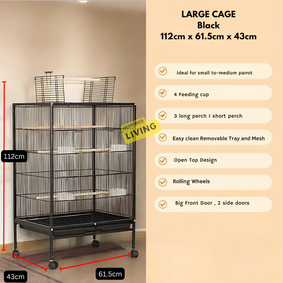 Large Bird Cage with Free Anti-Spill Fender | Spacious Flight Parrot ...