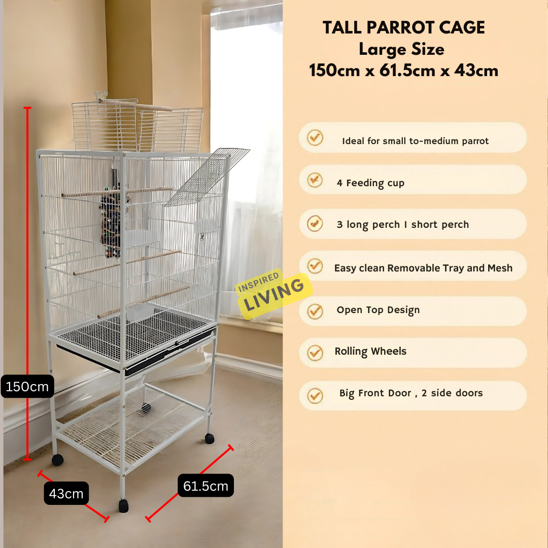 Large Bird Cage with Free Anti-Spill Fender | Spacious Flight Parrot ...