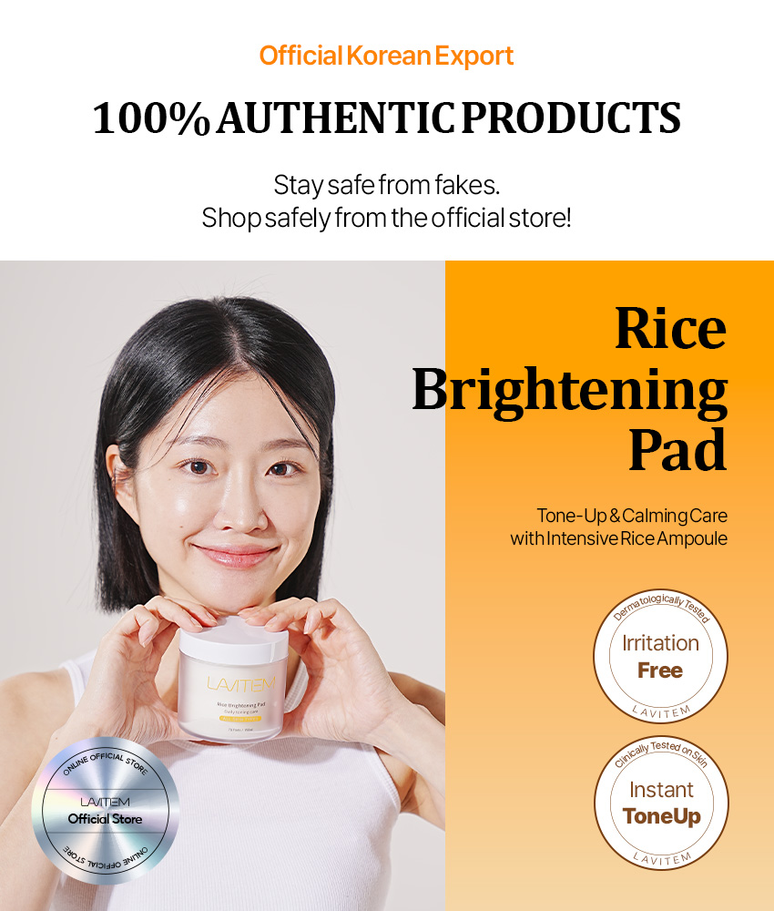 Lavitem Rice Brightening Pad 1 + 1 (rice extracts ampoule 50%, essence pad, calming pad, rice ...