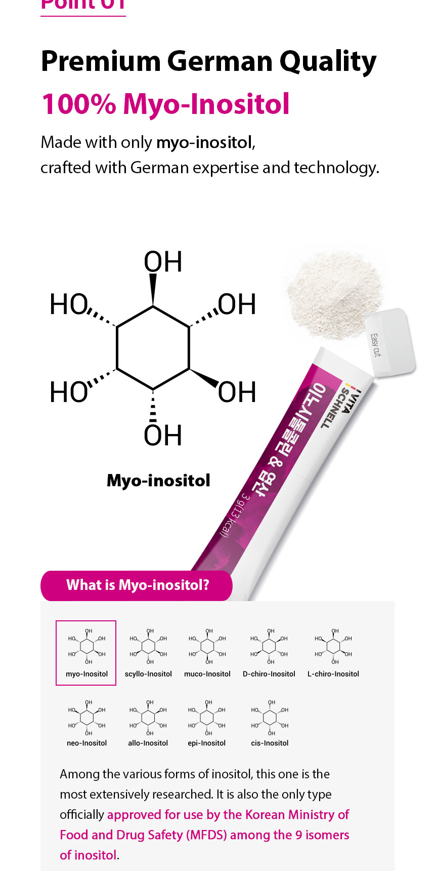 NUTRIONE Vita Schnell Inositol Choline & Folic acid (3g x 30 sticks ...