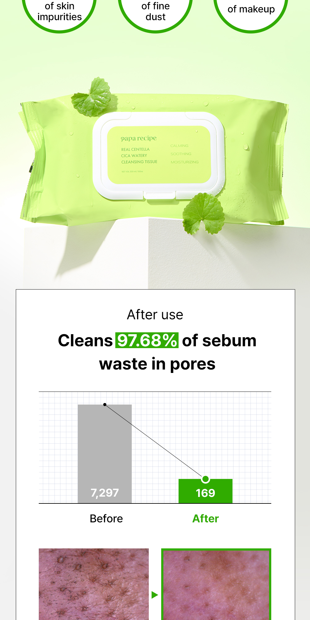 papa recipe Real Centella Cica Watery Cleansing Tissue (500ml * 100 ...