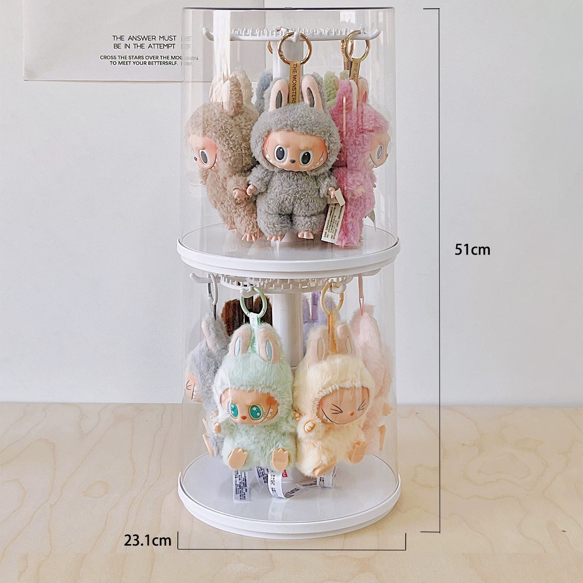 360 Rotating Labubu Crybaby Dimomo Display Case Rotating Transparent ...