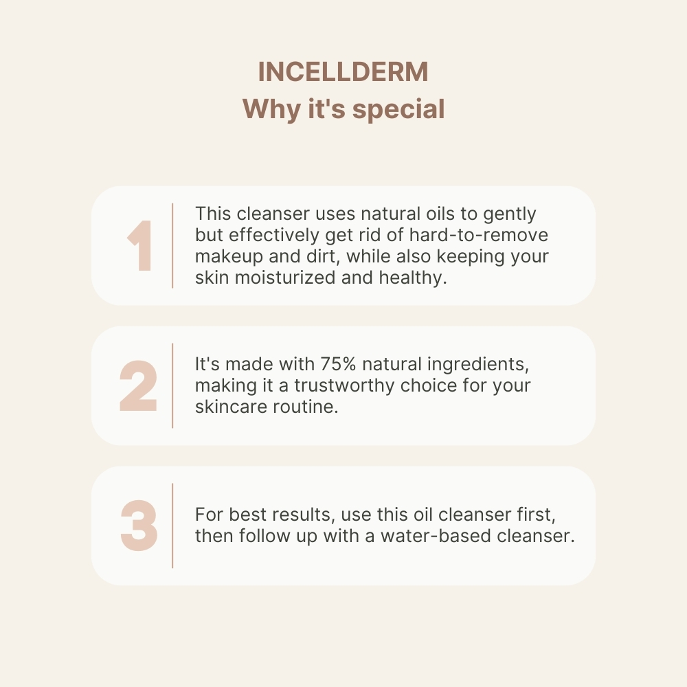 INCELLDERM Purecell Deep Cleansing Oil 145ml (2025 Edition) | Smooth & Hydrating Cleanser ...