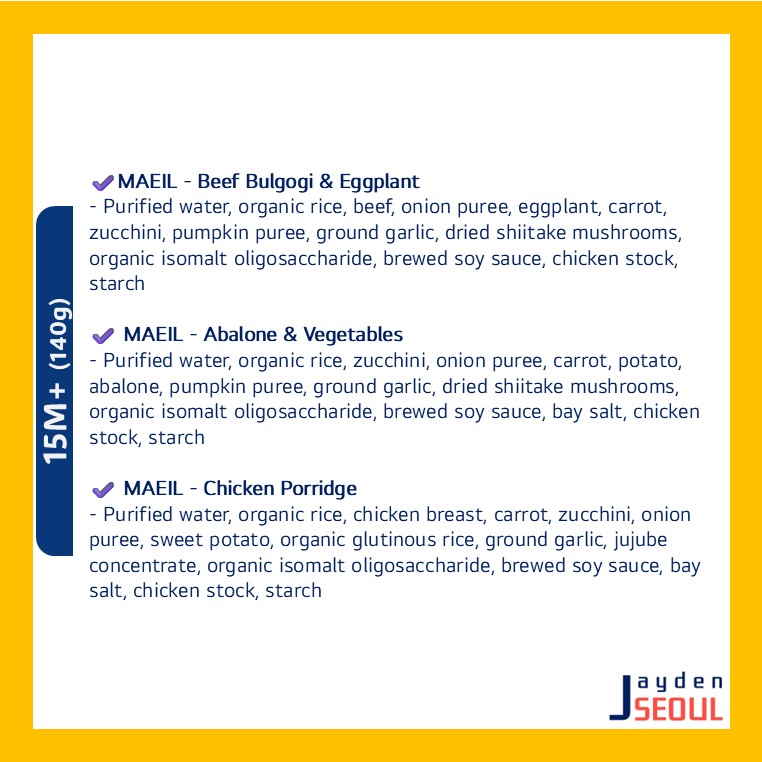 KOREAN BABY MEAL PORRIDGE & PUREE POUCH (6M+, 9M+, 12M+, 15M+) MAEIL iVenet ILDONG NAMYANG ...