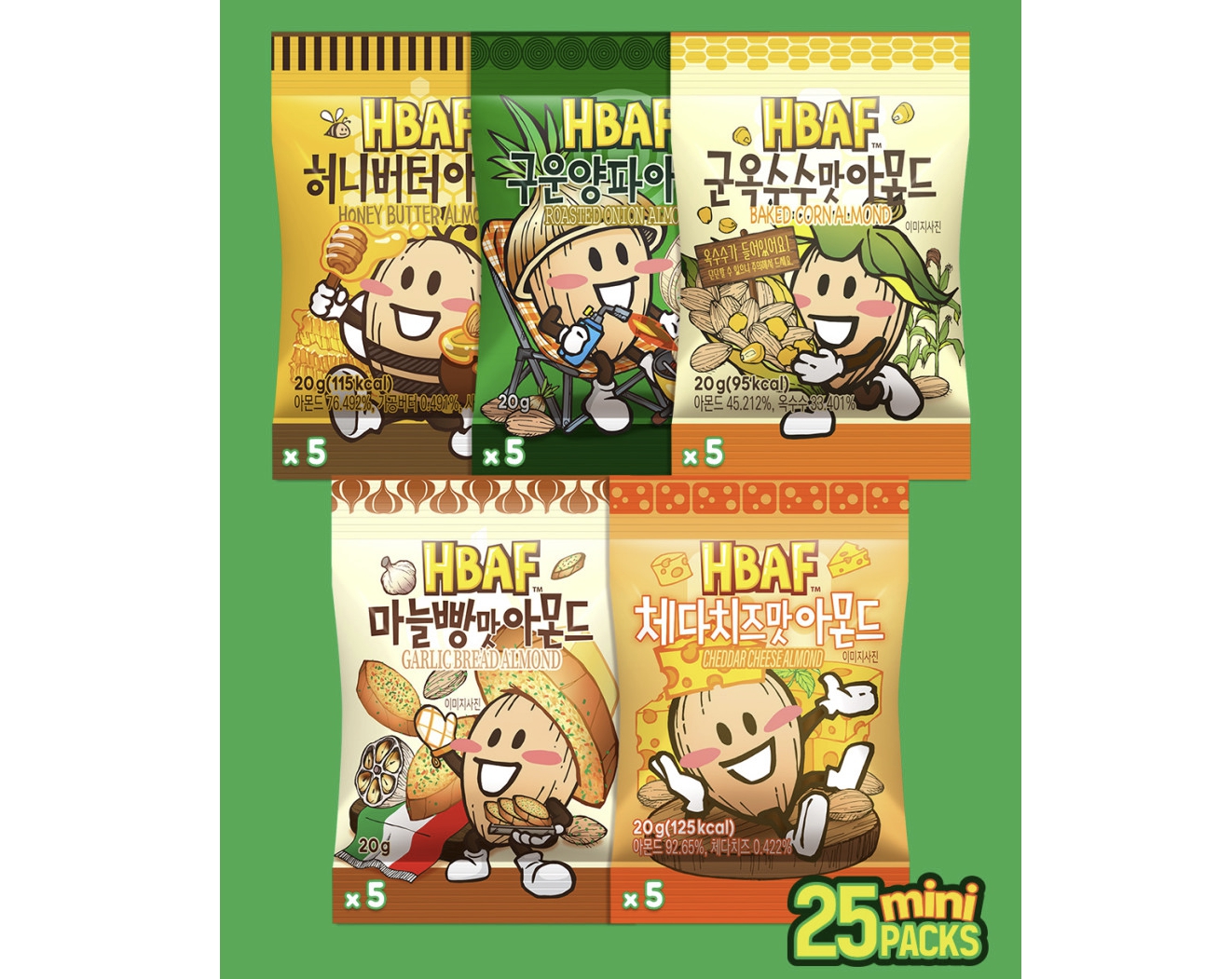 New HBAF, Party Box /Lowest Price /20g, hbaf Mini Honey Butter Almond /Korean Seasoned Almond ...