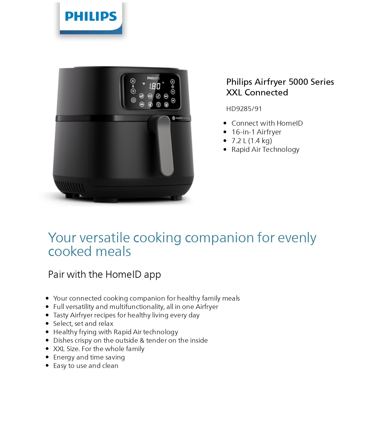 PHILIPS HD9285/91 1.4KG XXL CONNECTED AIRFRYER HD9285 SERIES 5000 ...