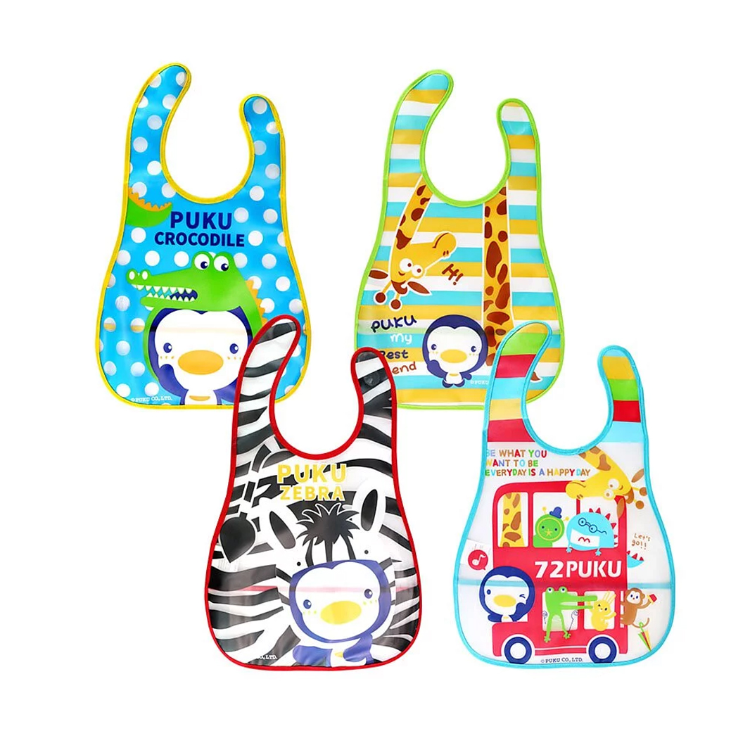 Puku Waterproof Bib PEVA Bib With Crumb-catcher | Shopee Philippines