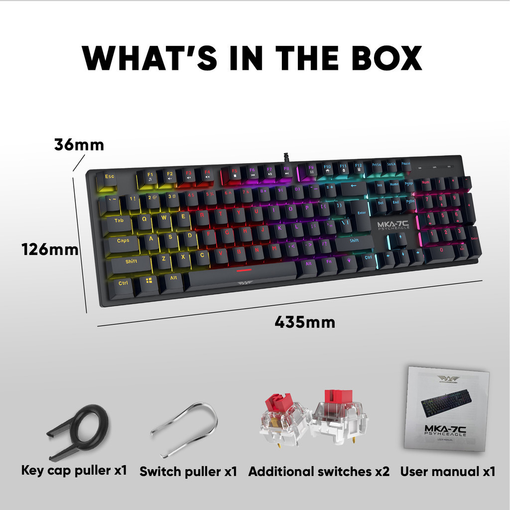 Armaggeddon MKA 7C Mechanical Keyboard | Hot-Swap | 104 Full Size Keyboard | Multicolour Light ...