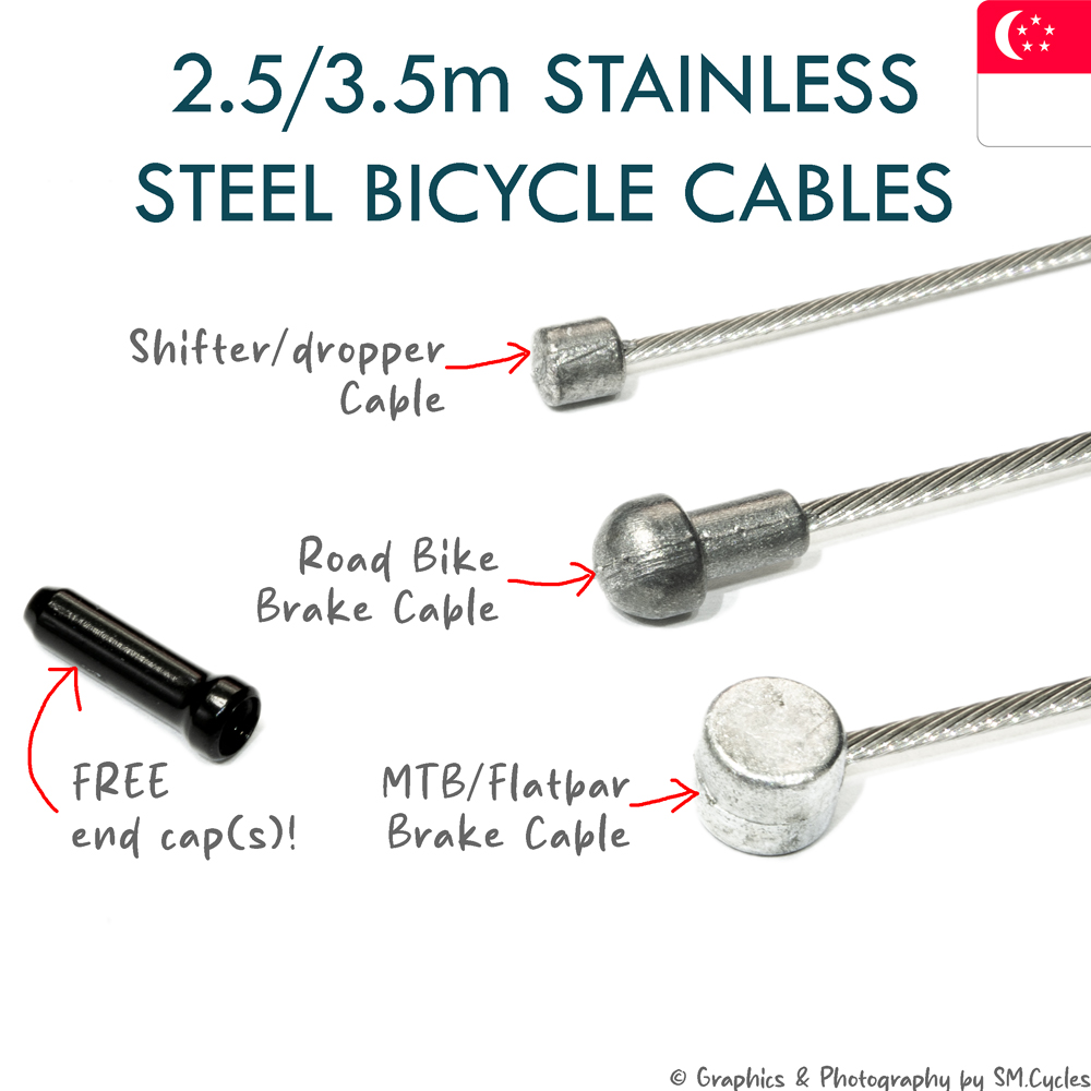 2.5/3.5m Stainless Steel Shifter and Brake Cables for Road/MTB/Tandem ...