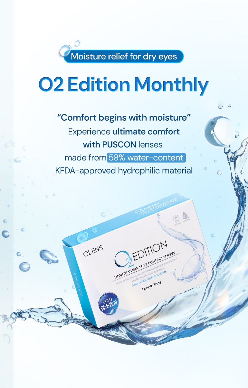 OLENS Official O2 Edition 2P Premium 1Month Clear Contact Lenses ...