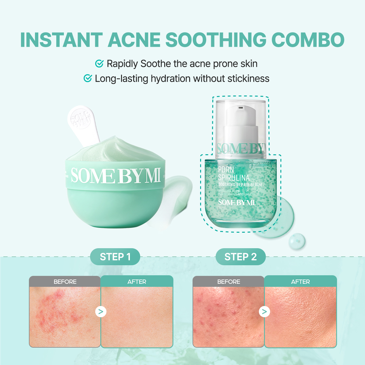 SOME BY MI PDRN Spirulina Skin Booster Serum 50ml, Acne Soothing, Pore ...