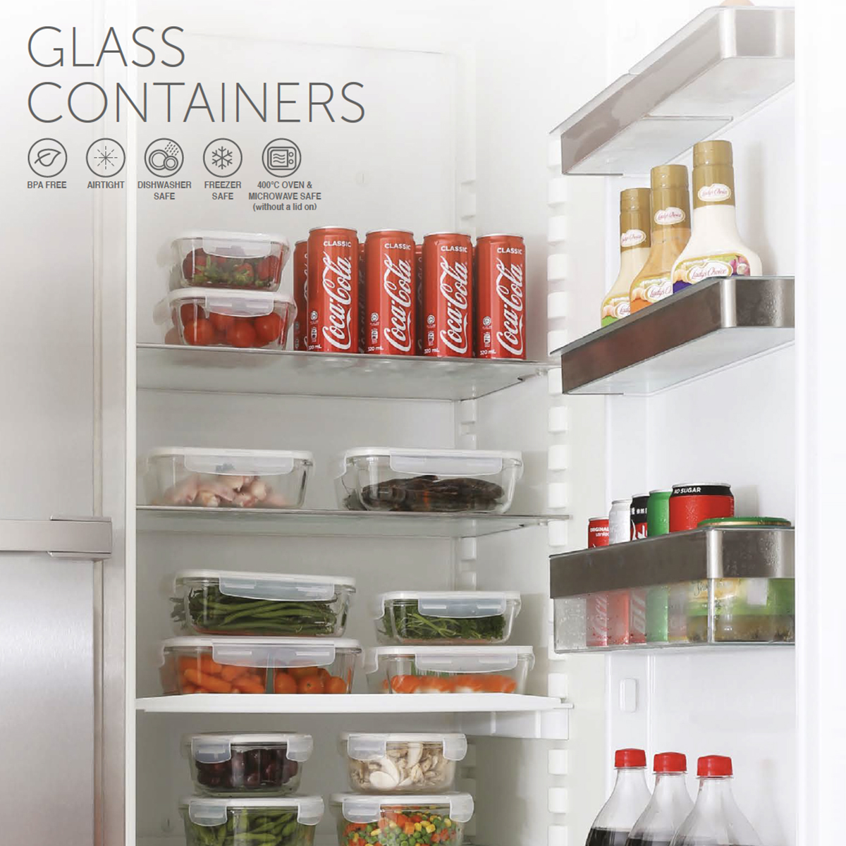 Algo 3P 800ml Divider Glass Airtight Oven Safe Food Container with ...