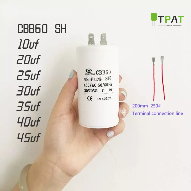 CBB60 Motor running capacitor 10uf 20uf 25uf 30uf 35uf 40uf 45uf 450V.AC kapasitor | Shopee ...