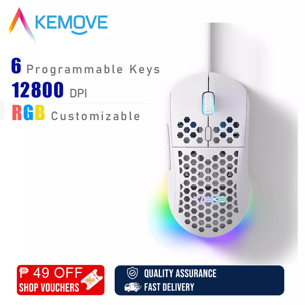 TMKB M1SE Computer Mouse Gamer 6 Programmable Keys 75g Gaming RGB Light ...